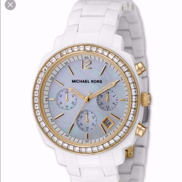 Michael Kors | Jewelry | Michael Kors Watch White Ceramic Bezel ...